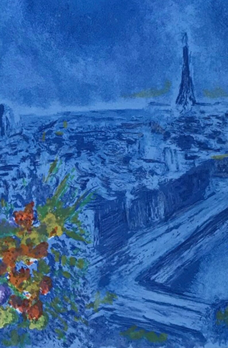 Marc Chagall 1977 Red Sun of Paris Original Lithograph Poster Lovers ...