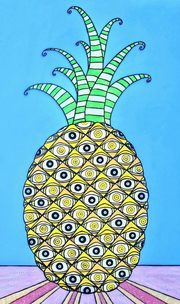 Escher's Pineapple Original Art Mixed Media Painting Surreal Abstract ...