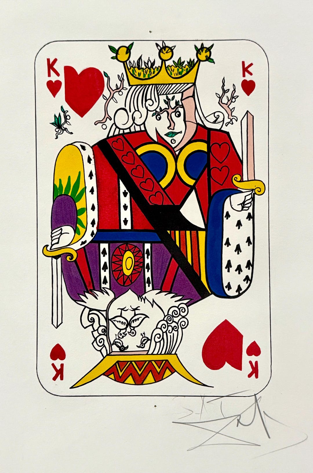 Salvador Dali C.1972 Playing Cards Suite King of Hearts Original Hand ...