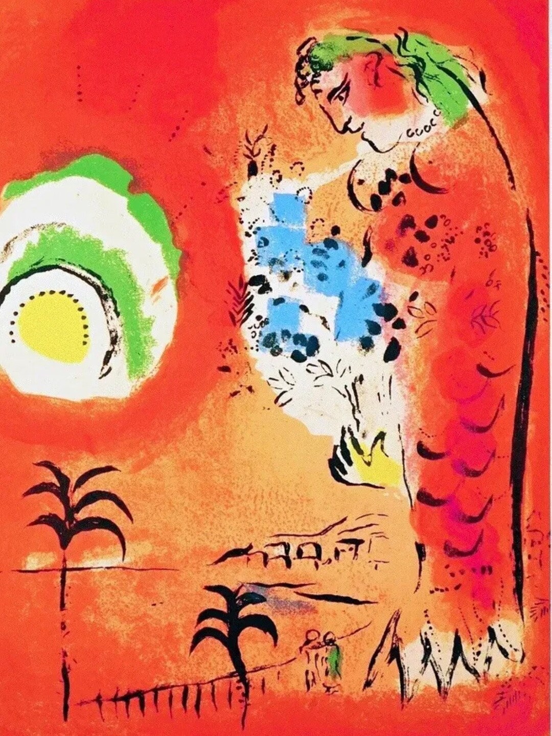 Marc Chagall C.1960 Bay of Angels Original Color Lithograph COA Surreal ...