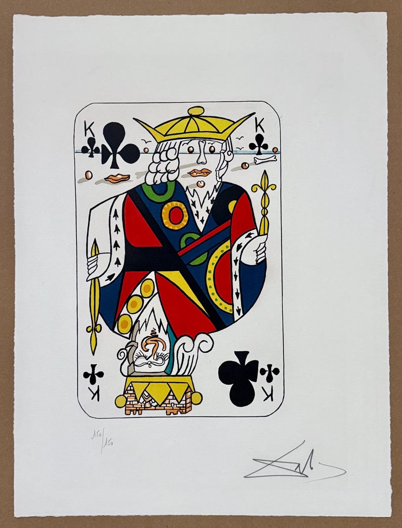 Salvador Dali C.1972 Playing Cards Suite King of Clubs Original Hand ...