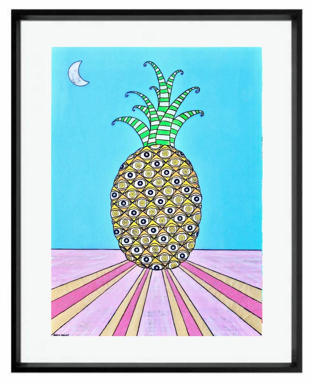 Escher's Pineapple 11x14" Matted Print Modern Tropical Surreal Fruit ...
