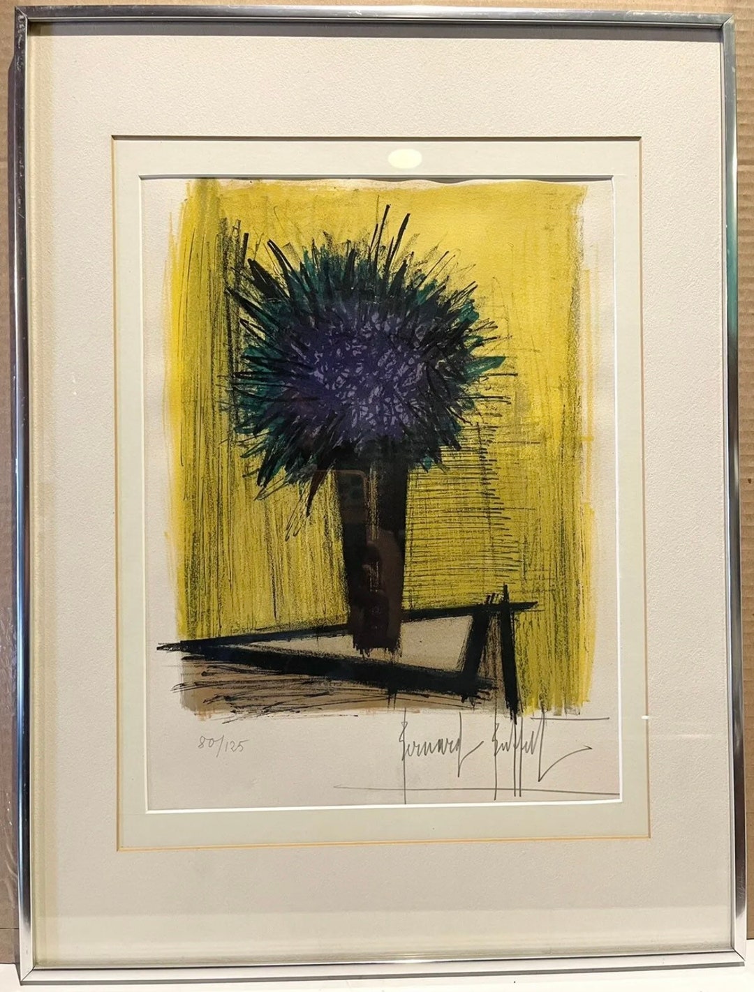 Bernard Buffet : the Violet Bouquet Purple Flowers Hand Signed C.1968 ...
