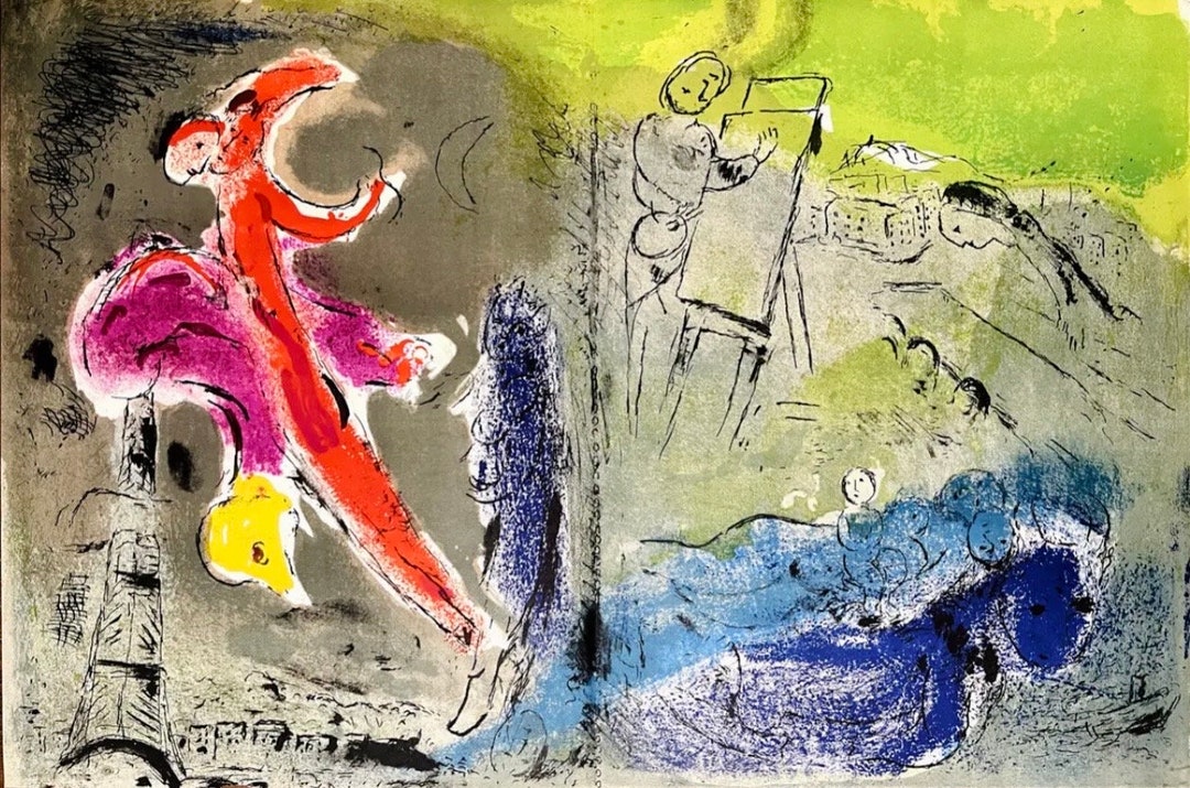 Marc Chagall C.1952 Visions of Paris Original Color Lithograph COA ...