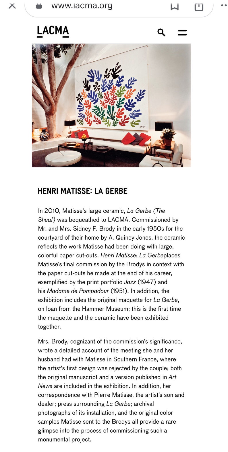 Henri Matisse 1958 Le Gerbe Sheaf Original Lithograph Paper Cutout ...