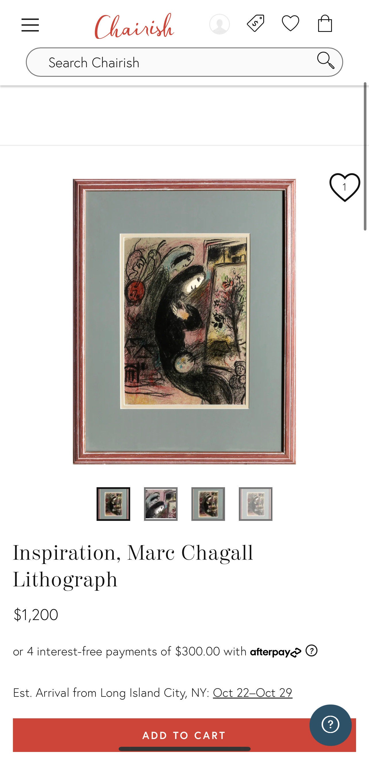Marc Chagall C.1963 Inspiration Original Color Lithograph COA Surreal ...