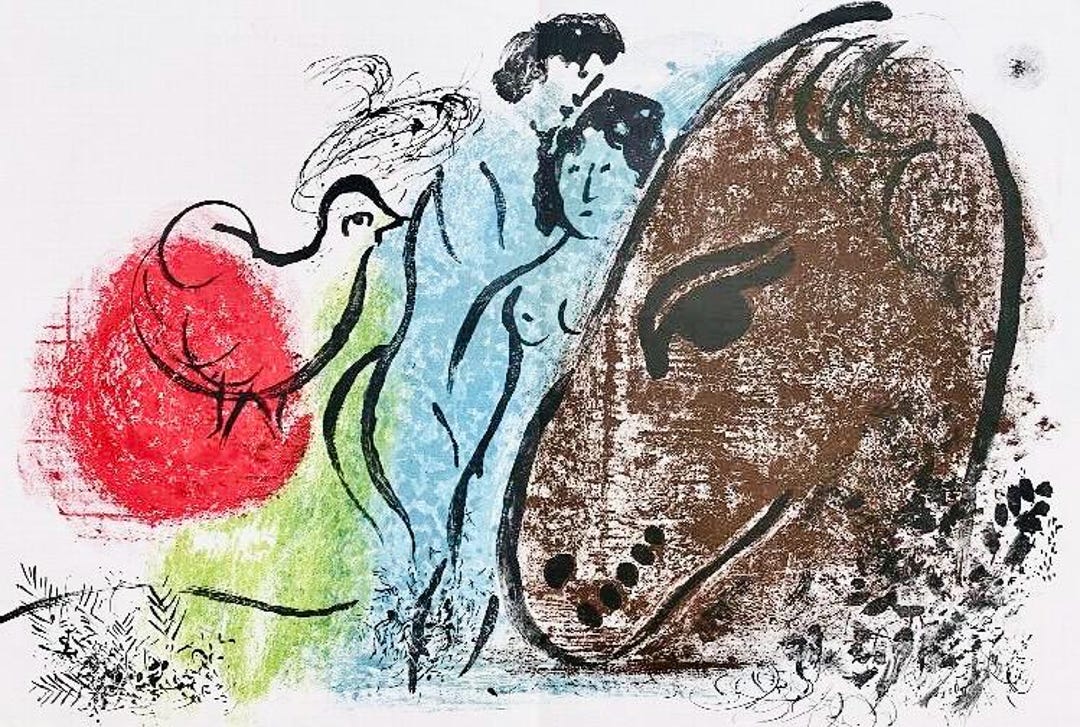 Marc Chagall C.1952 the Sorrel Horse Original Color Lithograph COA ...