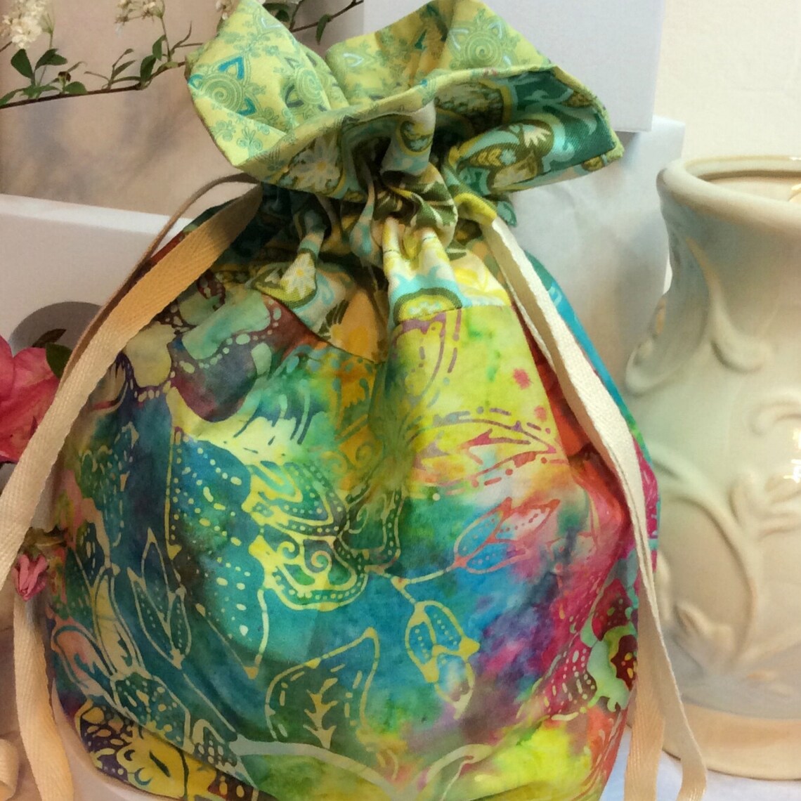 Drawstring Bag Country Chic Bag - Etsy