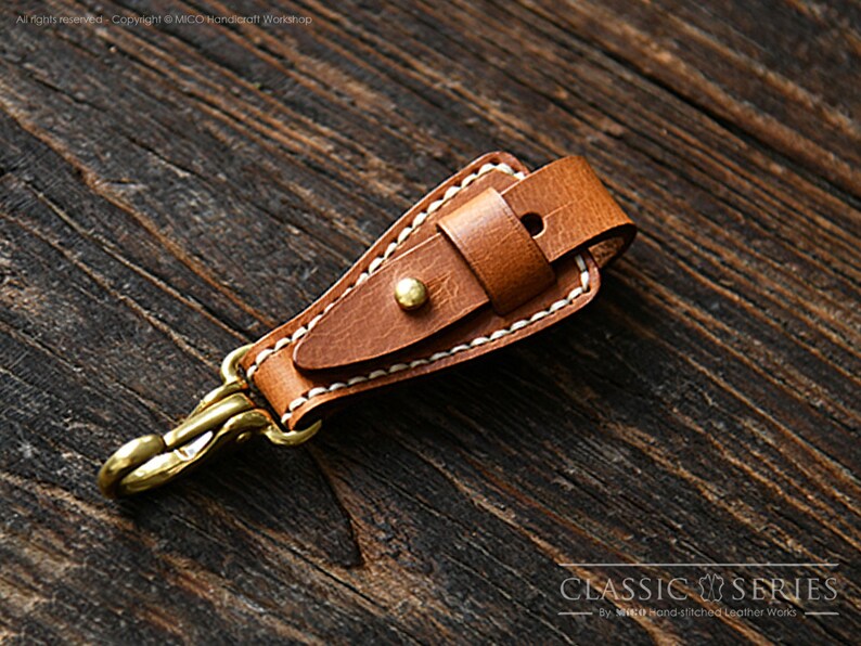 MICO Handicraft Hand-stitched Leather key belt clip Belt keychain Key ...