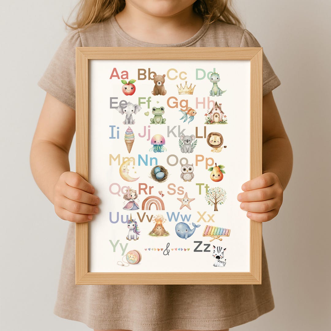 Watercolor Alphabet Poster | Animals ABC Nursery Wall Art (digital ...