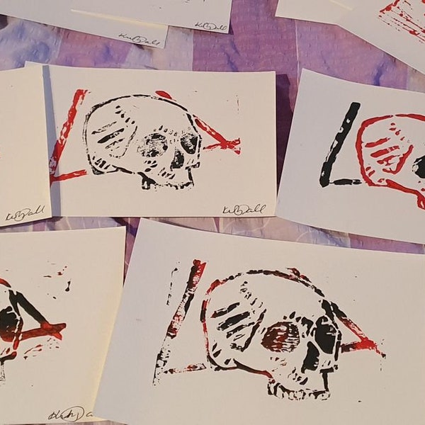 Skull Linocut - Etsy