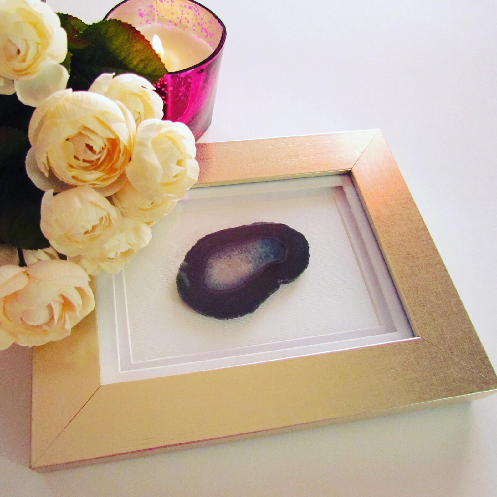 Black Agate Framed Geode Slice - Etsy