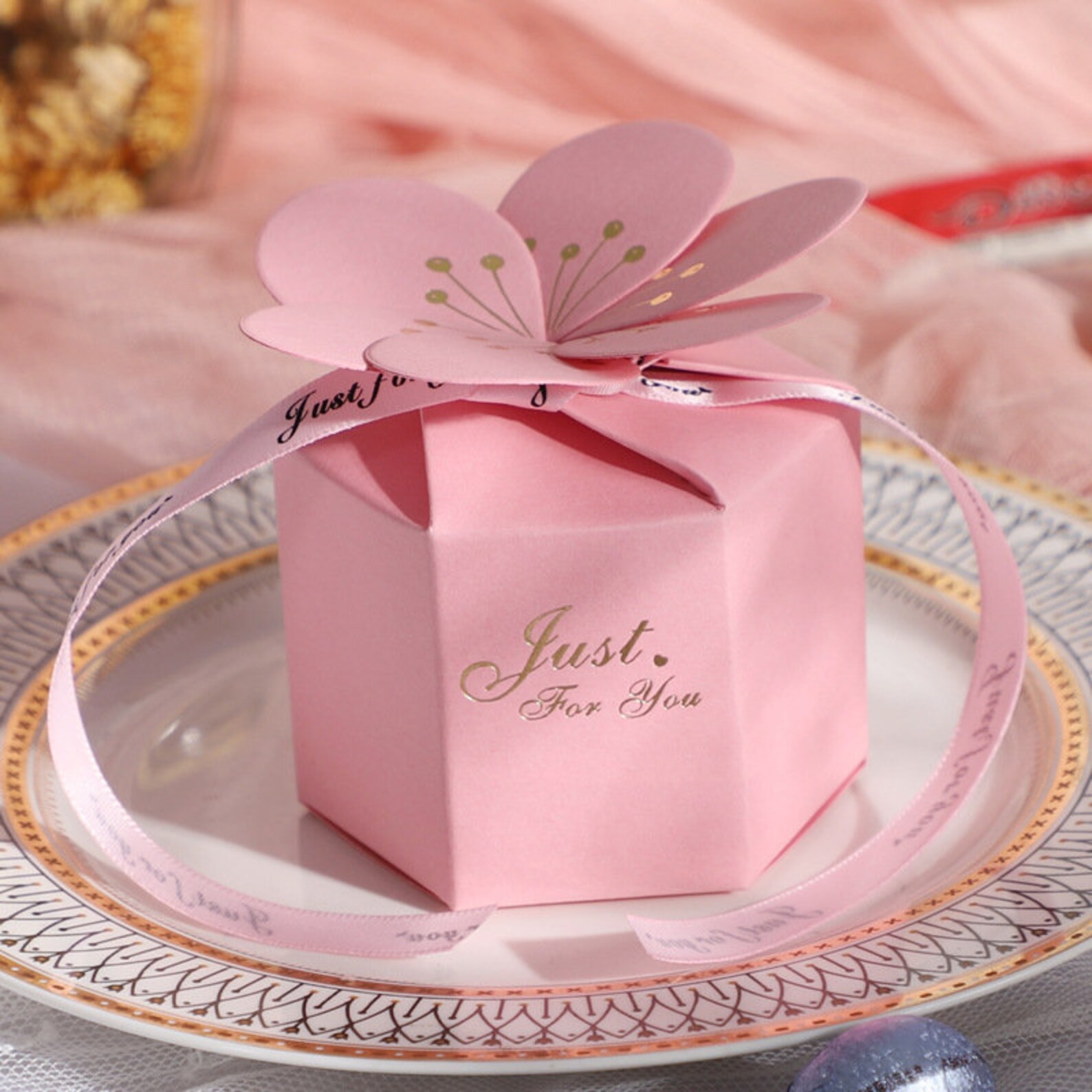100pcs Japan Design Pink Cherry Blossom Wedding Favor Box Marriage ...