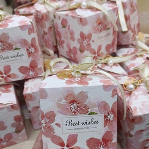 50pcs Pink Sakura Flower Boxes Party Supplier Candy Boxes Japanese ...
