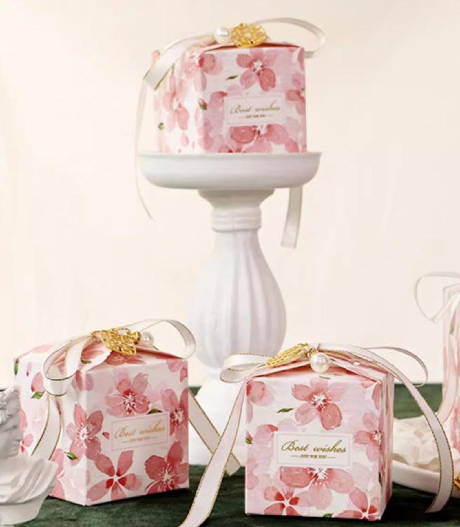 50pcs Pink Sakura Flower Boxes Party Supplier Candy Boxes Japanese ...