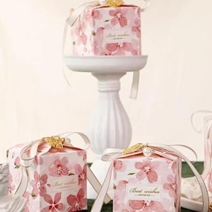 50pcs Pink Sakura Flower Boxes Party Supplier Candy Boxes Japanese ...