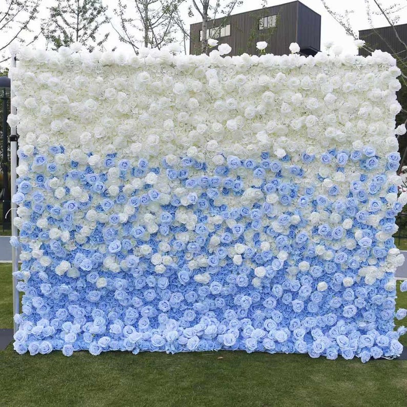 Gradual Sky Blue Flower Wall for Wedding Arrangement Event Salon Party ...