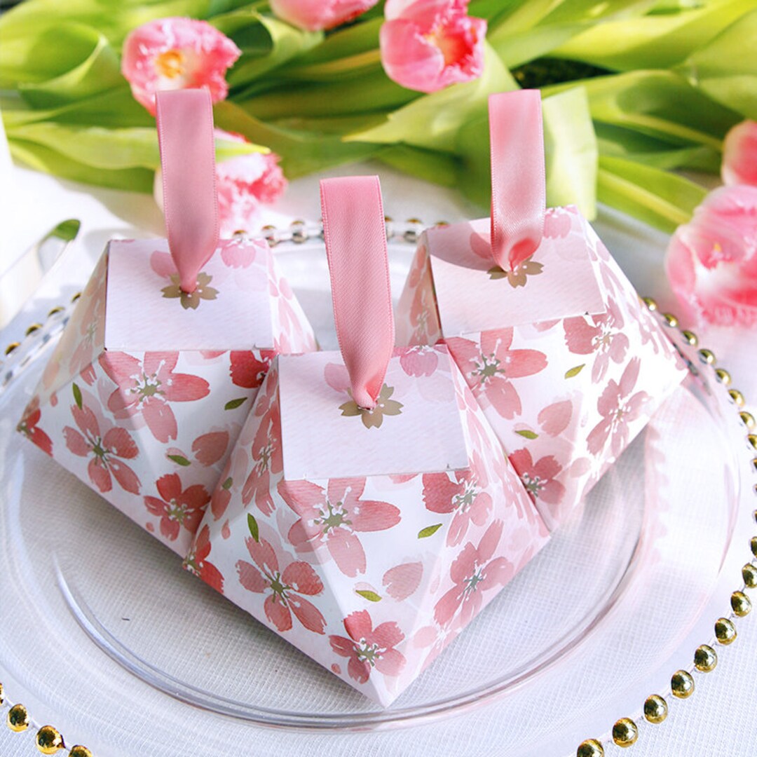 50pcs Pink Sakura Flower Boxes Wedding Party Bride Shower Baby Shower ...