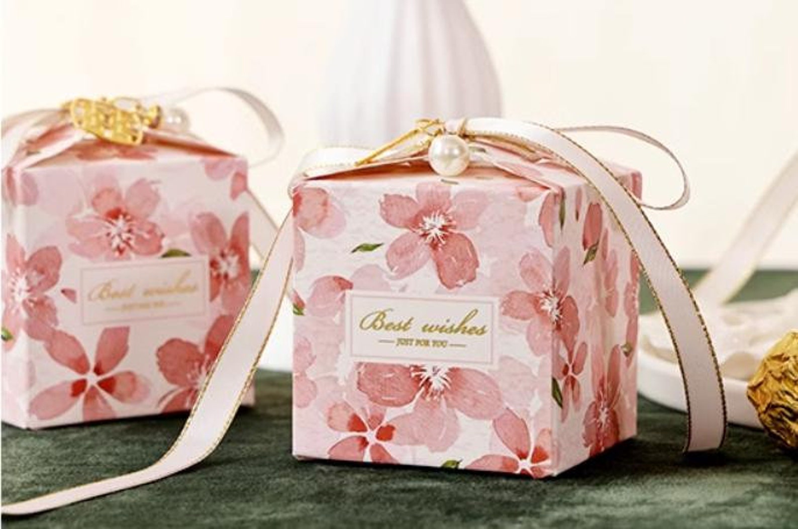 50pcs Pink Sakura Flower Boxes Party Supplier Candy Boxes Japanese ...