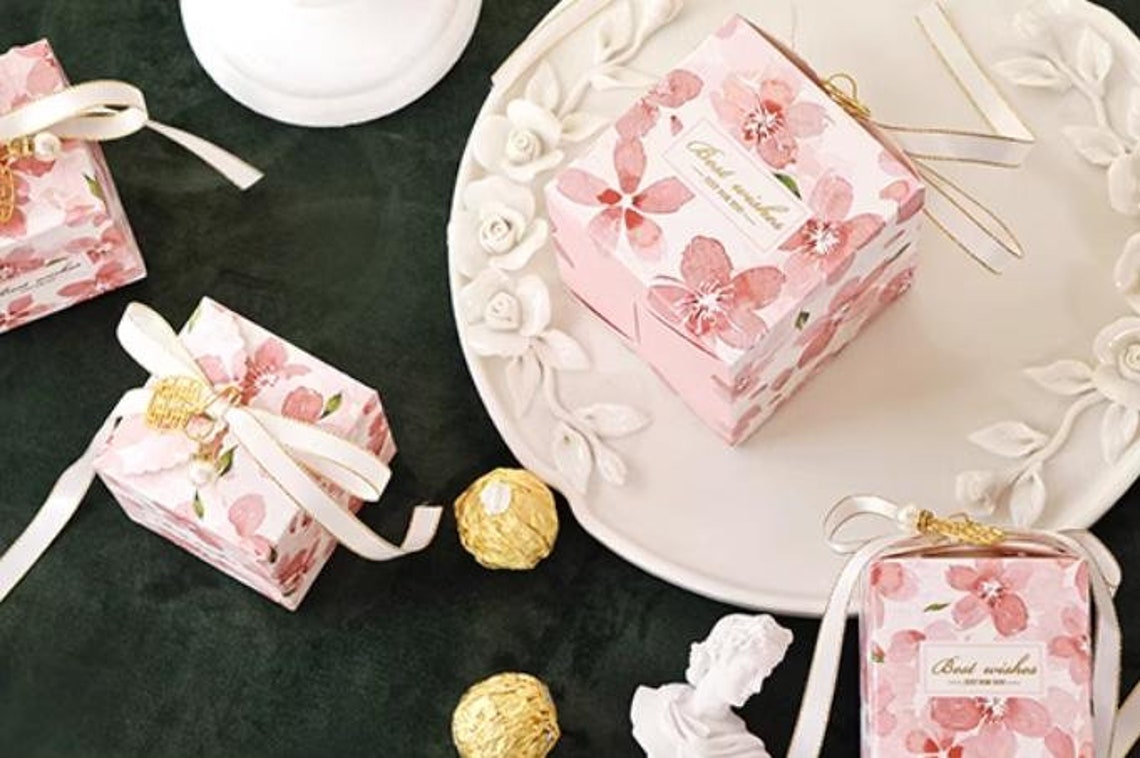 50pcs Pink Sakura Flower Boxes Party Supplier Candy Boxes Japanese ...