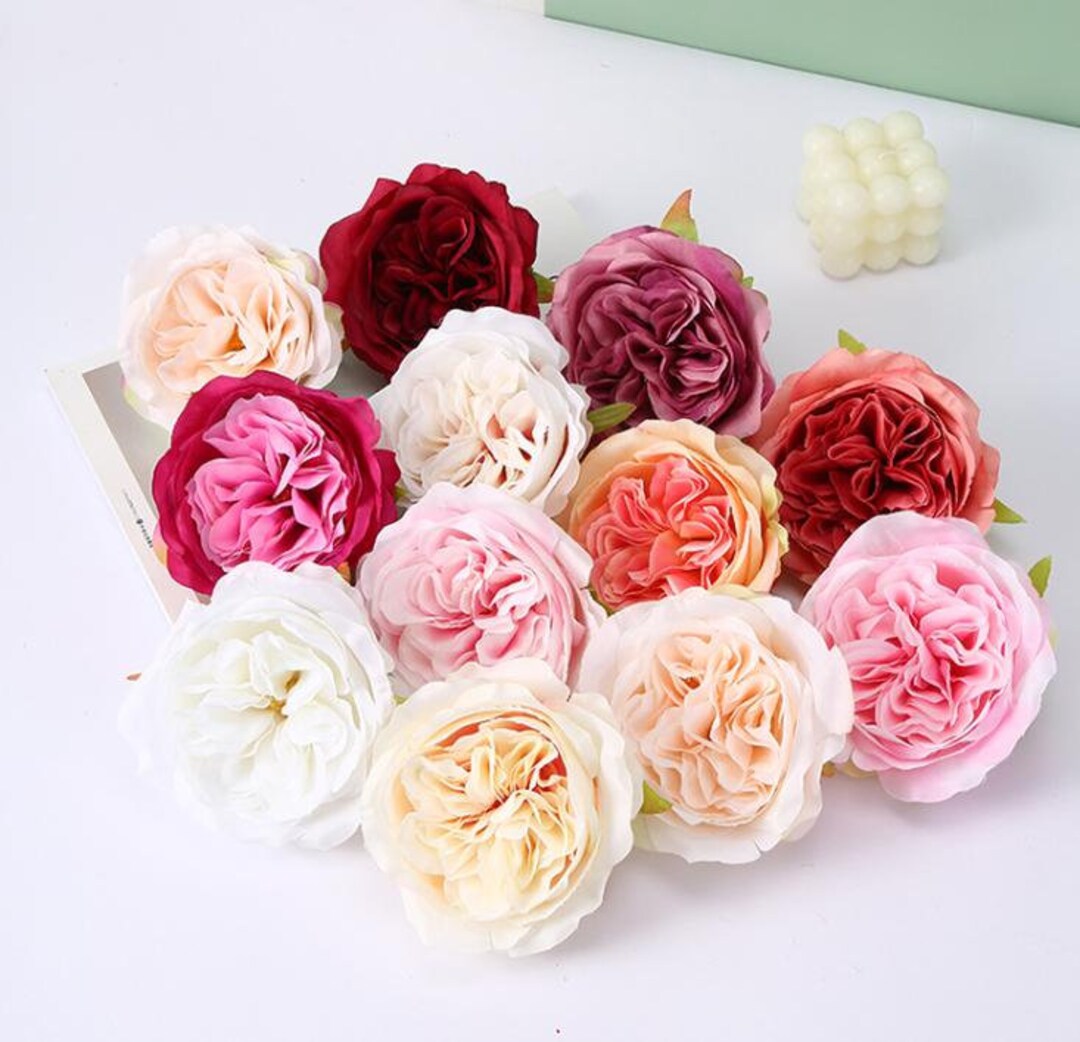 Artificial Simulation Silk Camellia Peony Austin Rose Wedding Flower 50 ...