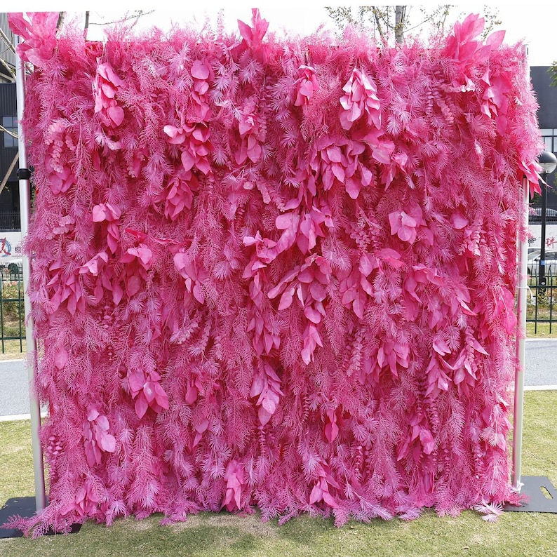 Hot Pink Misty Smog Pampas Flower Wall for Wedding Arrangement Event ...