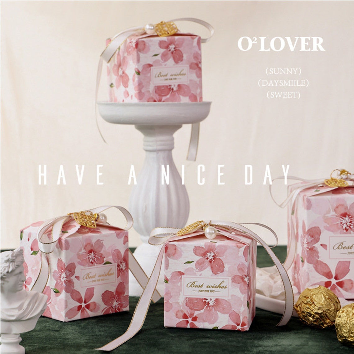 50pcs Pink Sakura Flower Boxes Party Supplier Candy Boxes Japanese ...