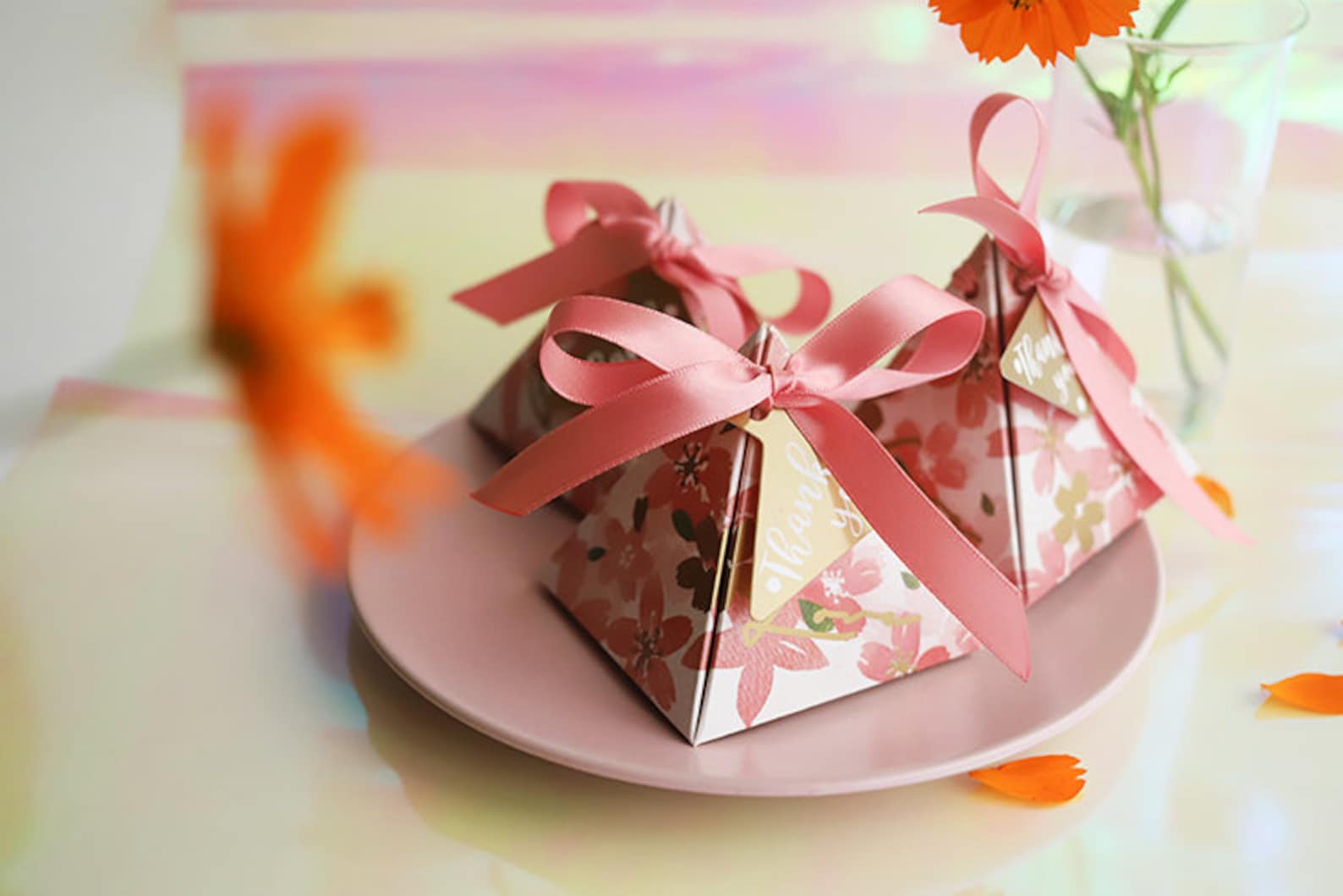 New Pink Cherry Blossom Sakura Boxes Wedding Party Bride - Etsy