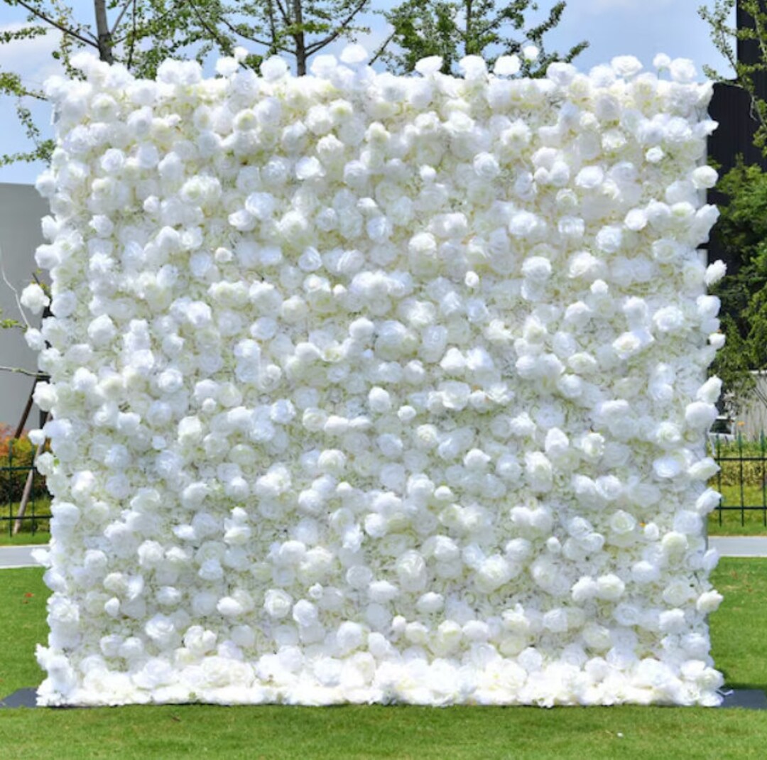 5D White Rose Flower Wall for Wedding Arrangement Event Salon ...
