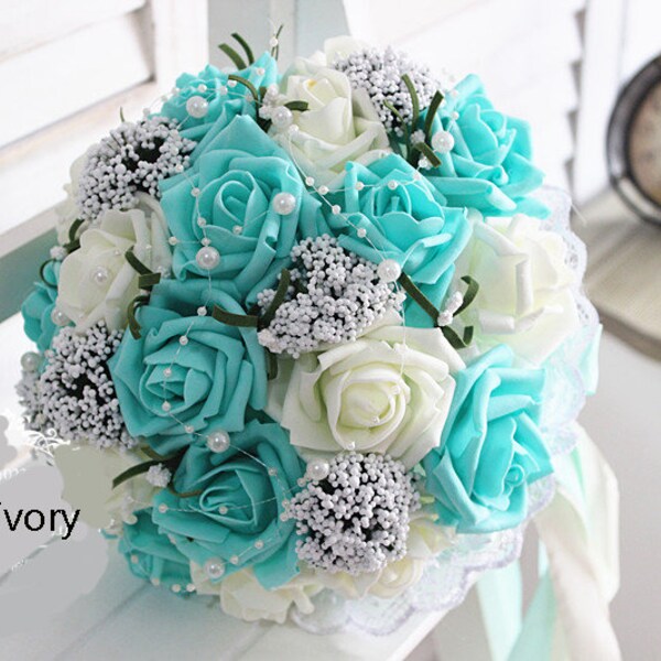 Turquoise Wedding Bouquet - Etsy