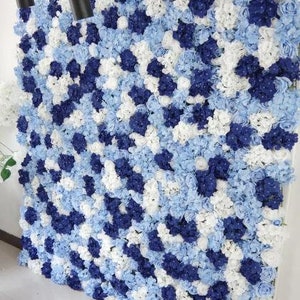 Navy Blue Silk Hydrangea Roses Flower Wall for Wedding Photography ...