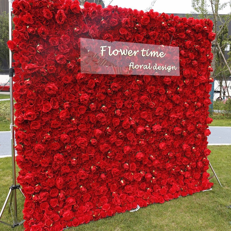 Red Wedding Flower Wall for Wedding Arrangement Event Salon Party ...