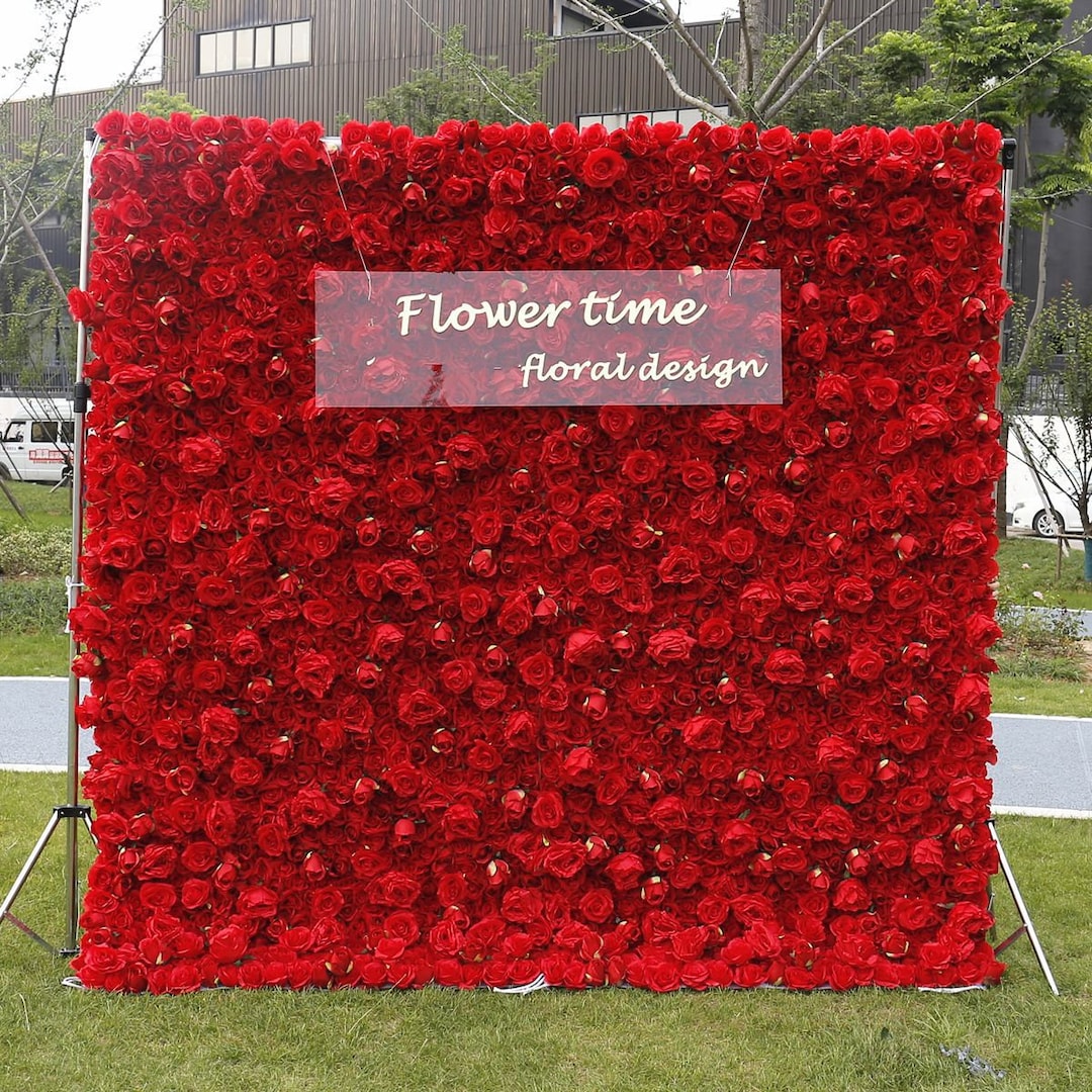 Red Wedding Flower Wall for Wedding Arrangement Event Salon Party ...