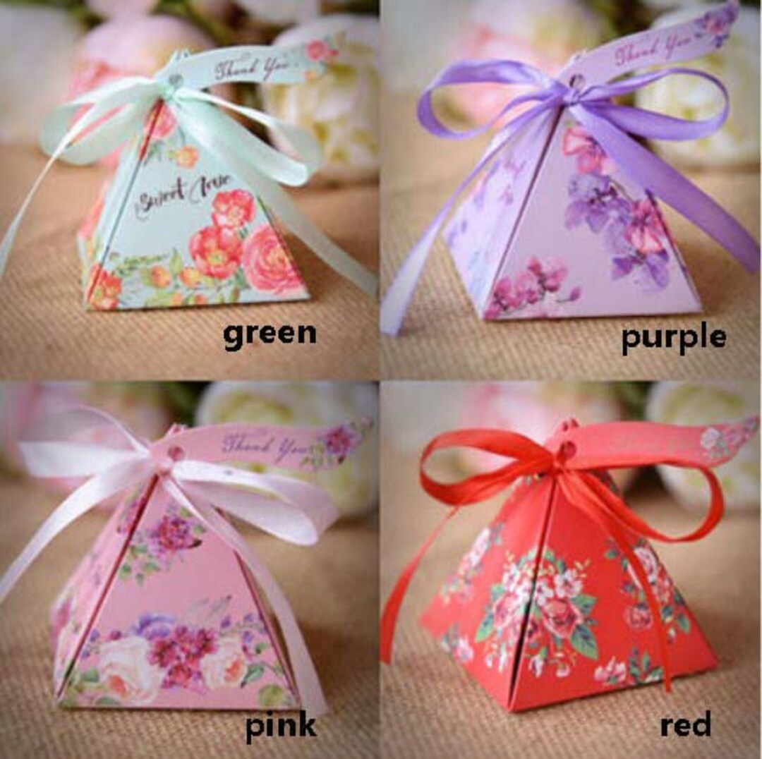48pcs Trigonal Pyramidal Shape Boxes Baby Shower Bridel Shower Wedding ...