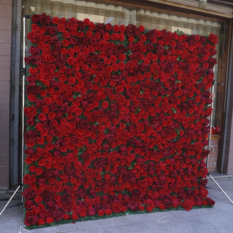 Popular Red Flower Wall Wedding Romantic Photography Backdrop Special ...