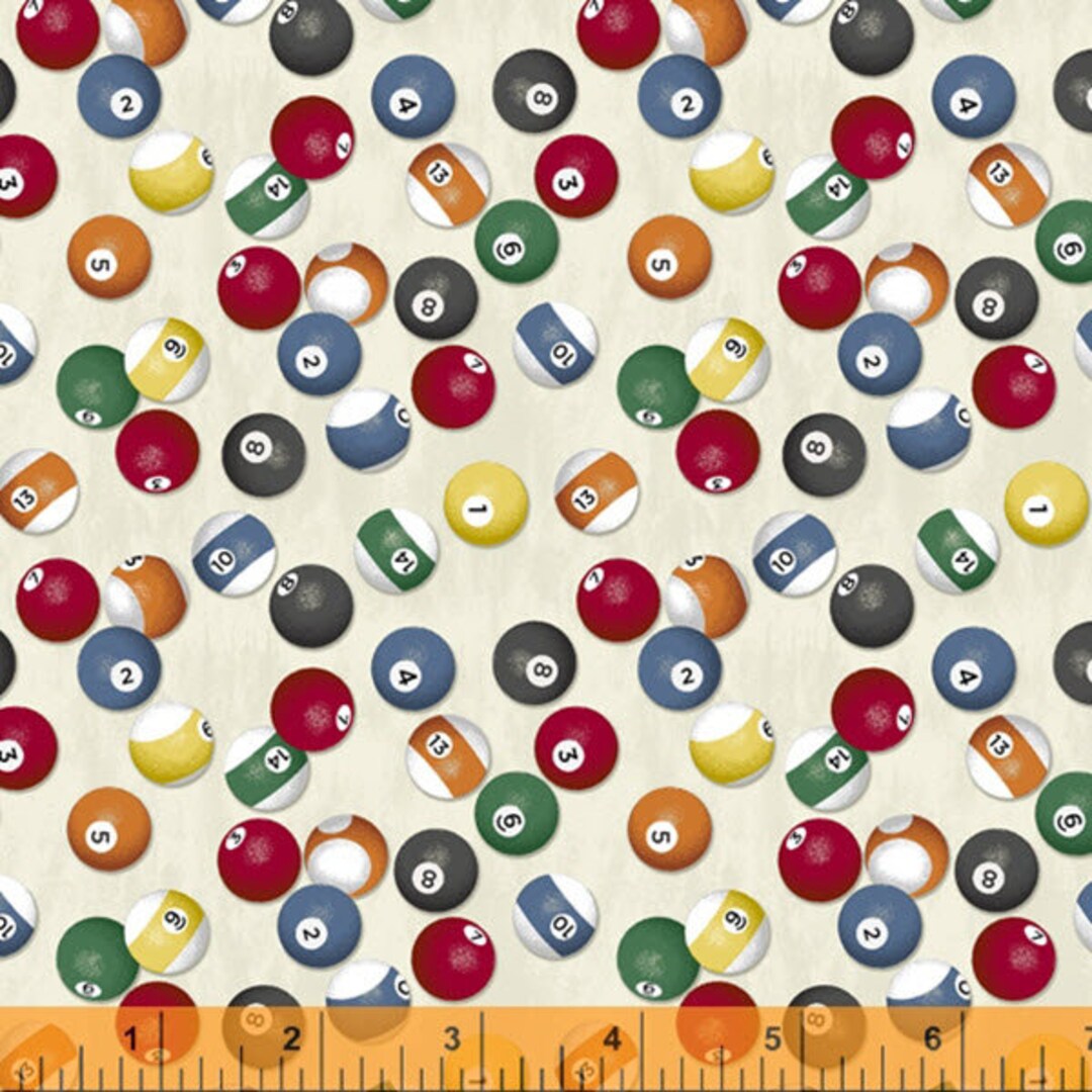 58" Remnant MAN CAVE - Billiard Balls in Birch - Cream Colorful Pool ...