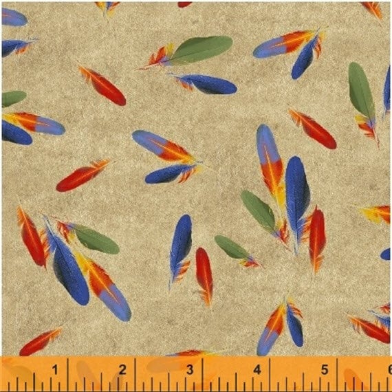 RAINFOREST Feathers in Tan Tropical Bird Feather Cotton | Etsy