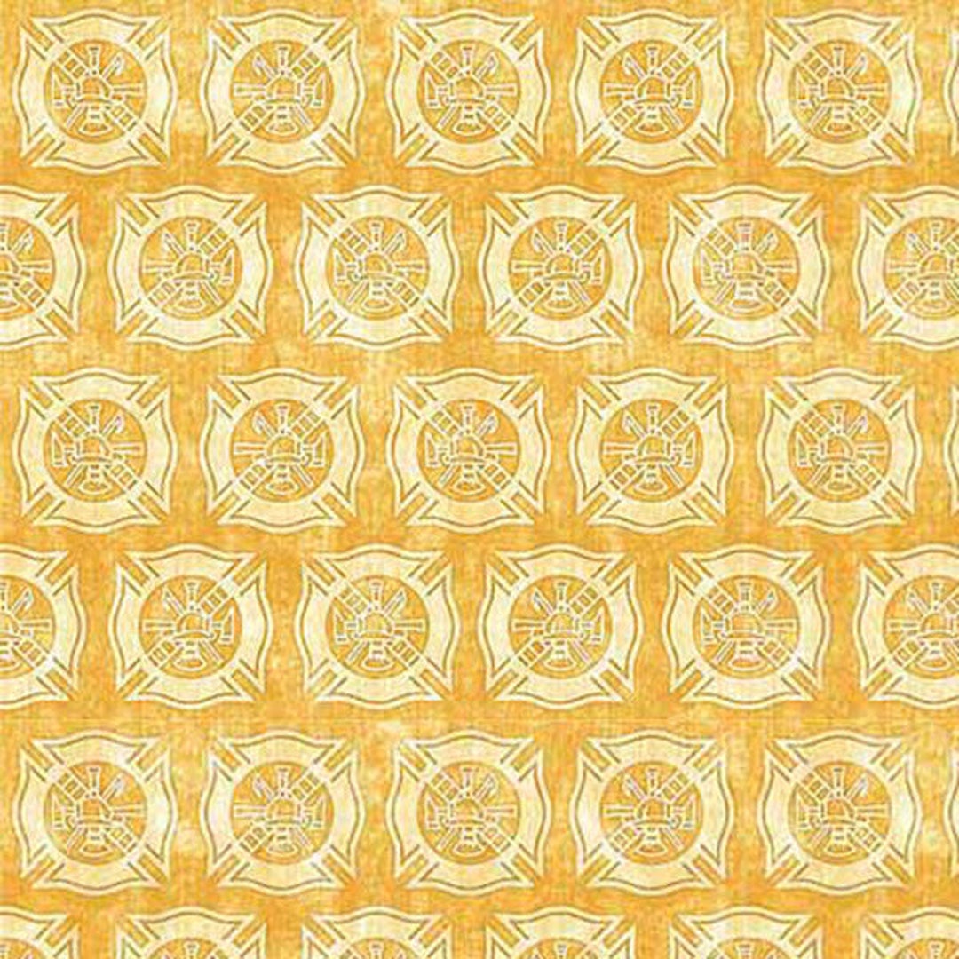 5 ALARM FD Shields Tonal in Gold Firefighter Department Cotton Quilt ...