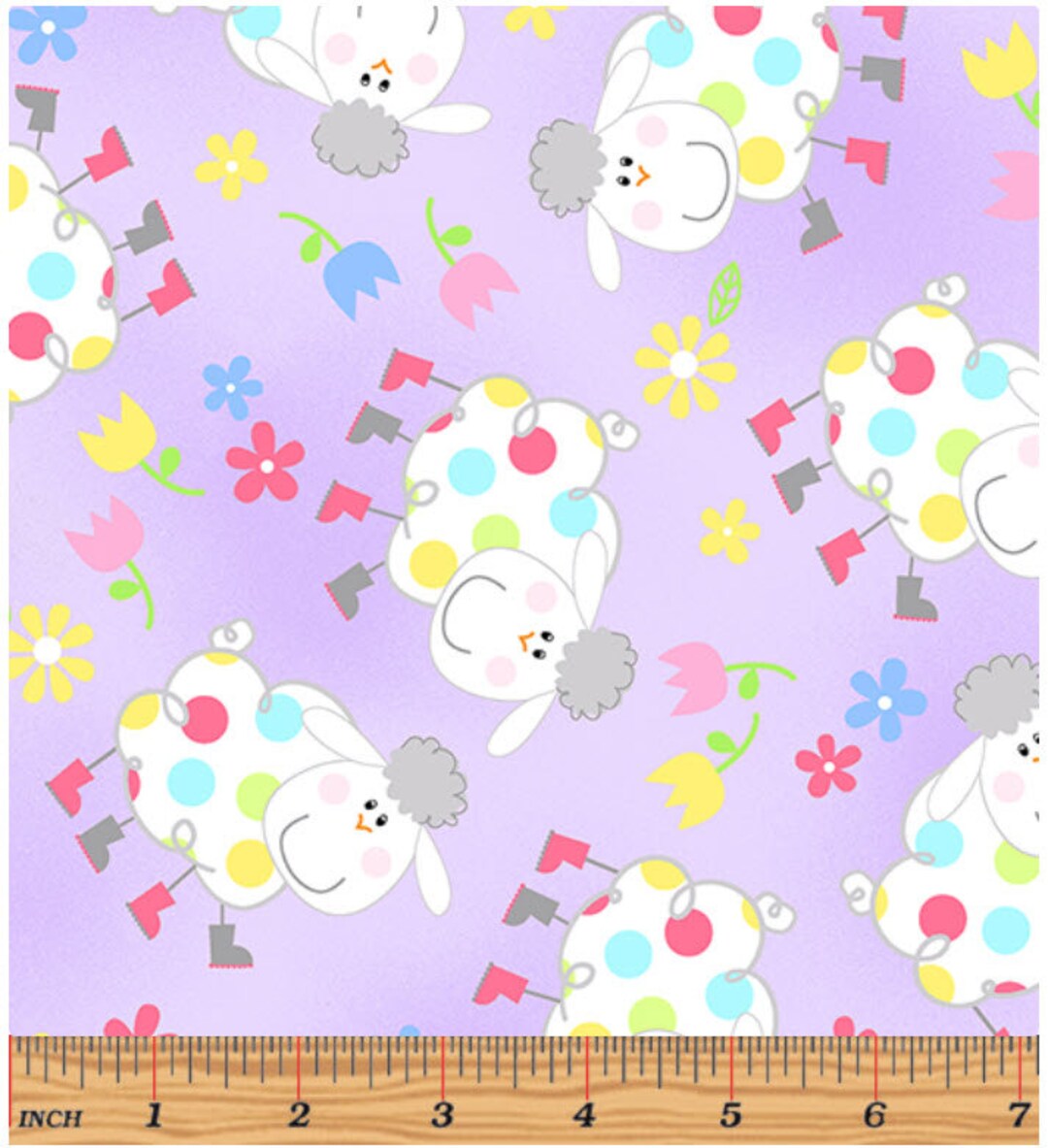 HIPPITY HOPPITY - Springy Sheep in Lilac - Cute Purple Easter Cotton ...