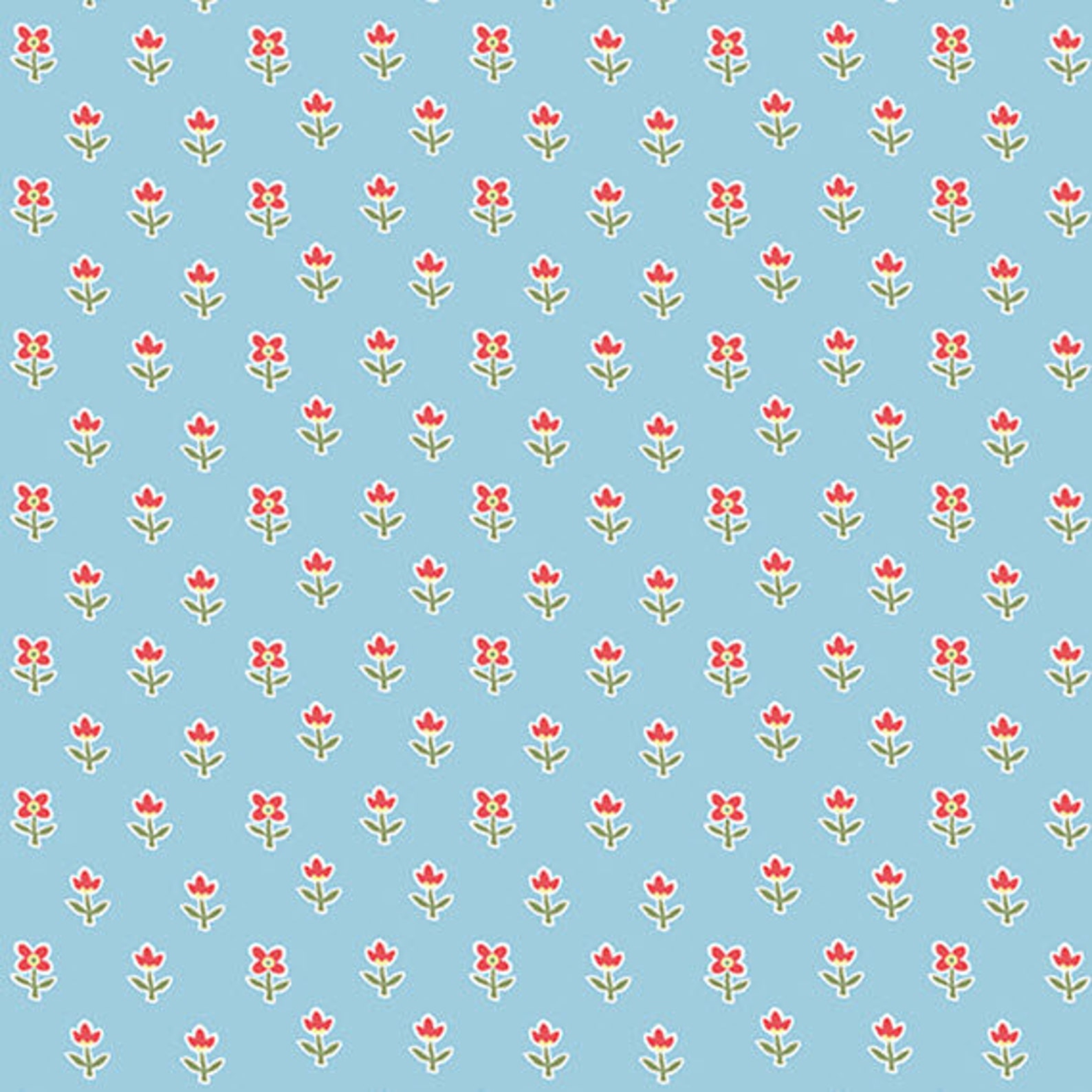 SIMPLY CHIC - Floret in Sky Blue - Floral Cotton Quilt Fabric - Small ...