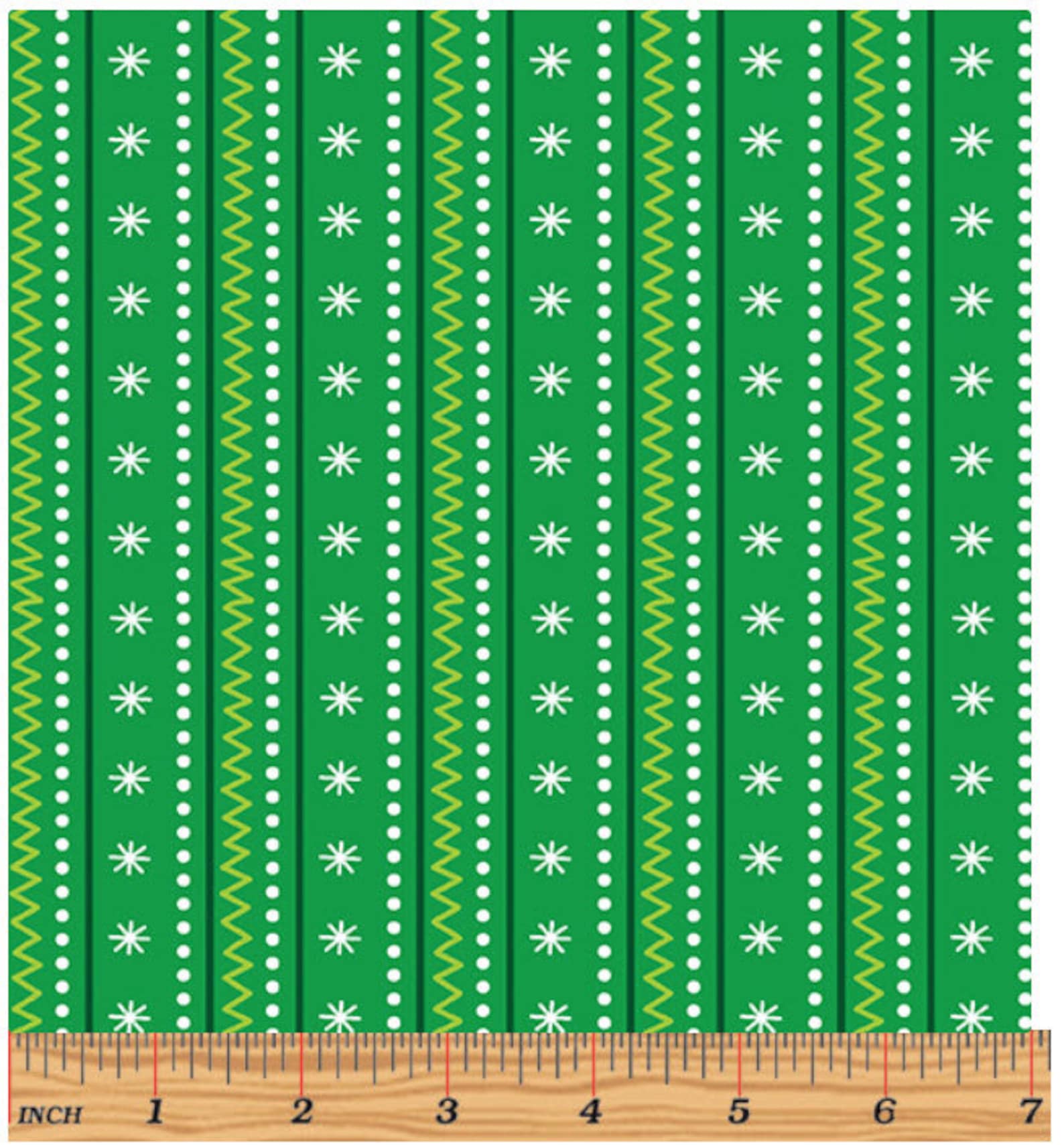 Snow Place Like Home - Arctic Stripe in Green - White Stripes Cotton ...