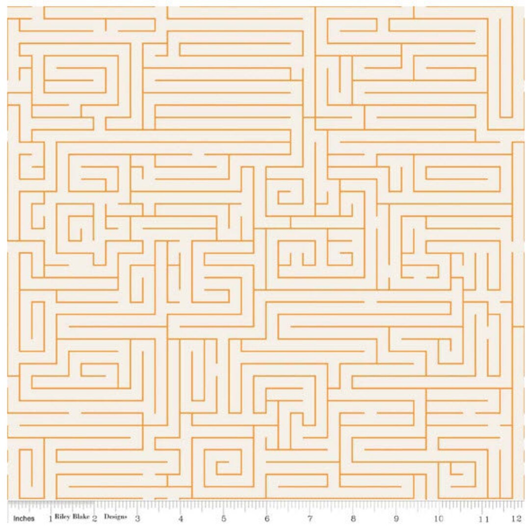 FUN and GAMES Maze in Orange Puzzle Cotton Quilt Fabric C3384-ORANGE ...