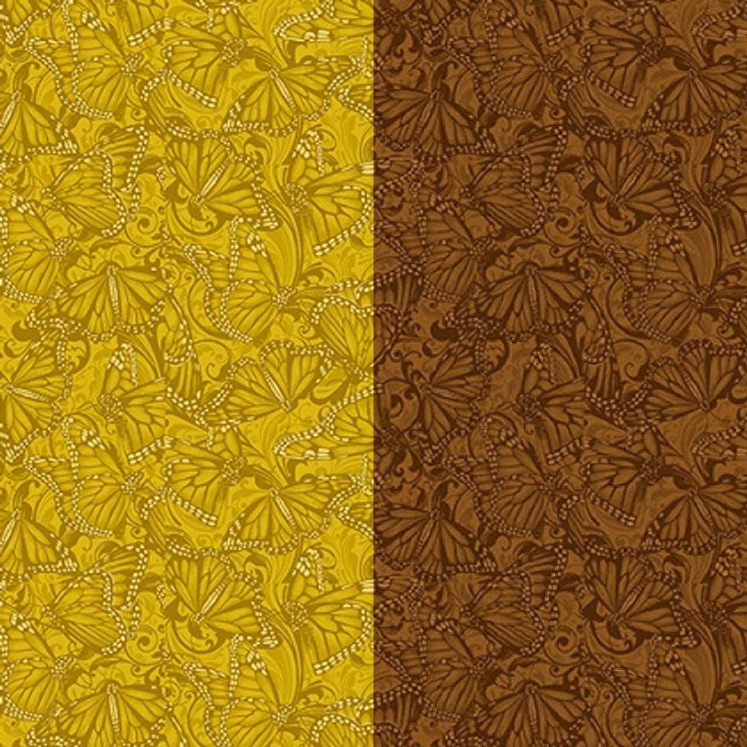 Accent On Sunflowers Butterfly Fields In Gold Or Spice Cotton Quilt Fabric Blender Benartex