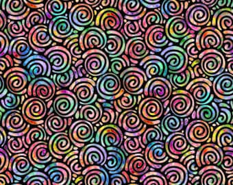 BRILLIANCE Packed Scroll in Blue Green Orange Cotton Quilt Fabric Dan ...