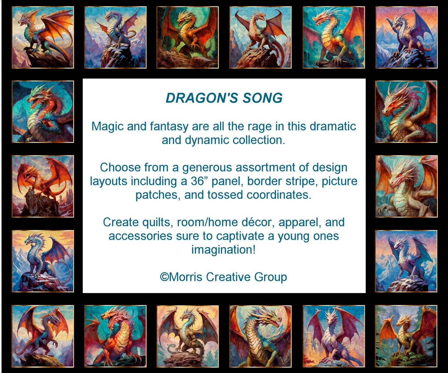 DRAGON'S SONG - Scales in Royal - Blue Magical Cotton Quilt Fabric ...