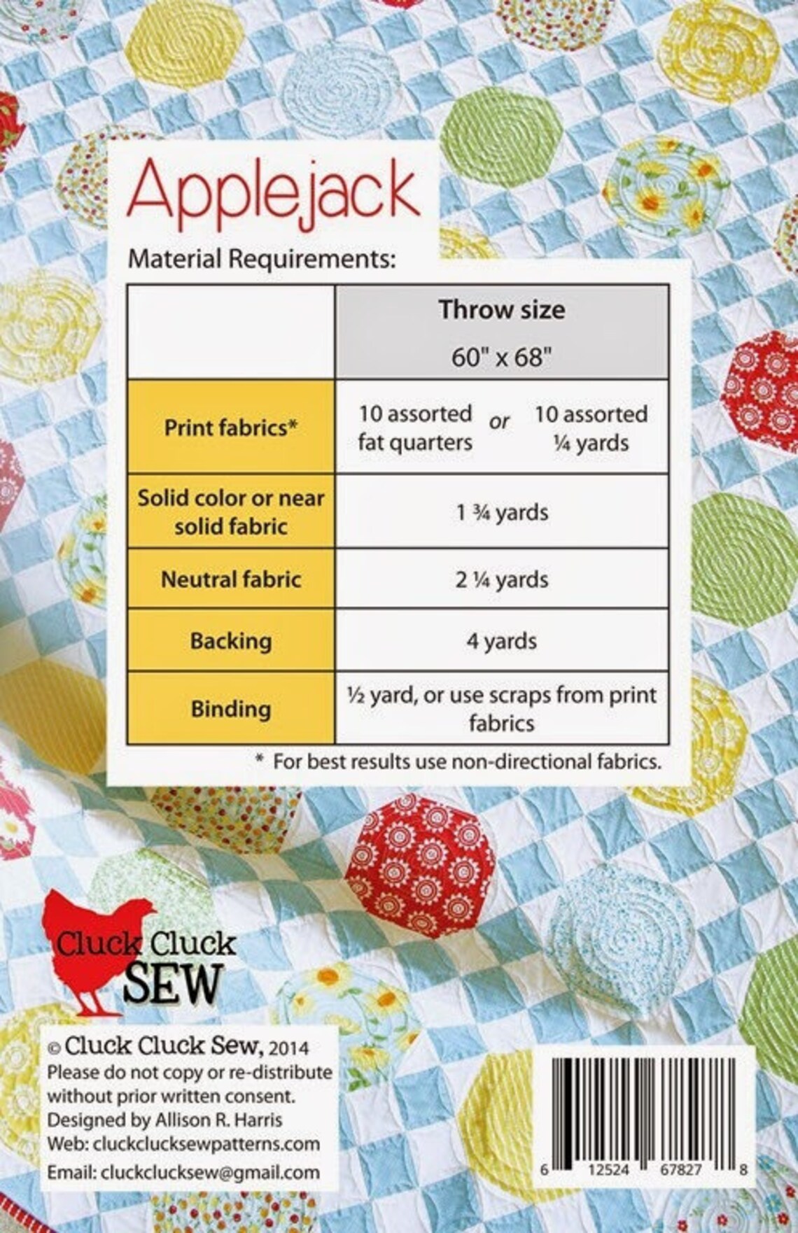 Applejack Quilt Pattern #146 by Cluck Cluck Sew - Throw Size 60" X 68 ...