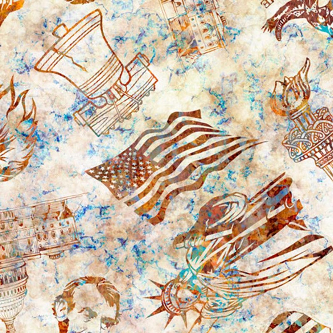 Liberty Glory Freedom - Patriotic Toss in Cream - USA Cotton Quilt ...