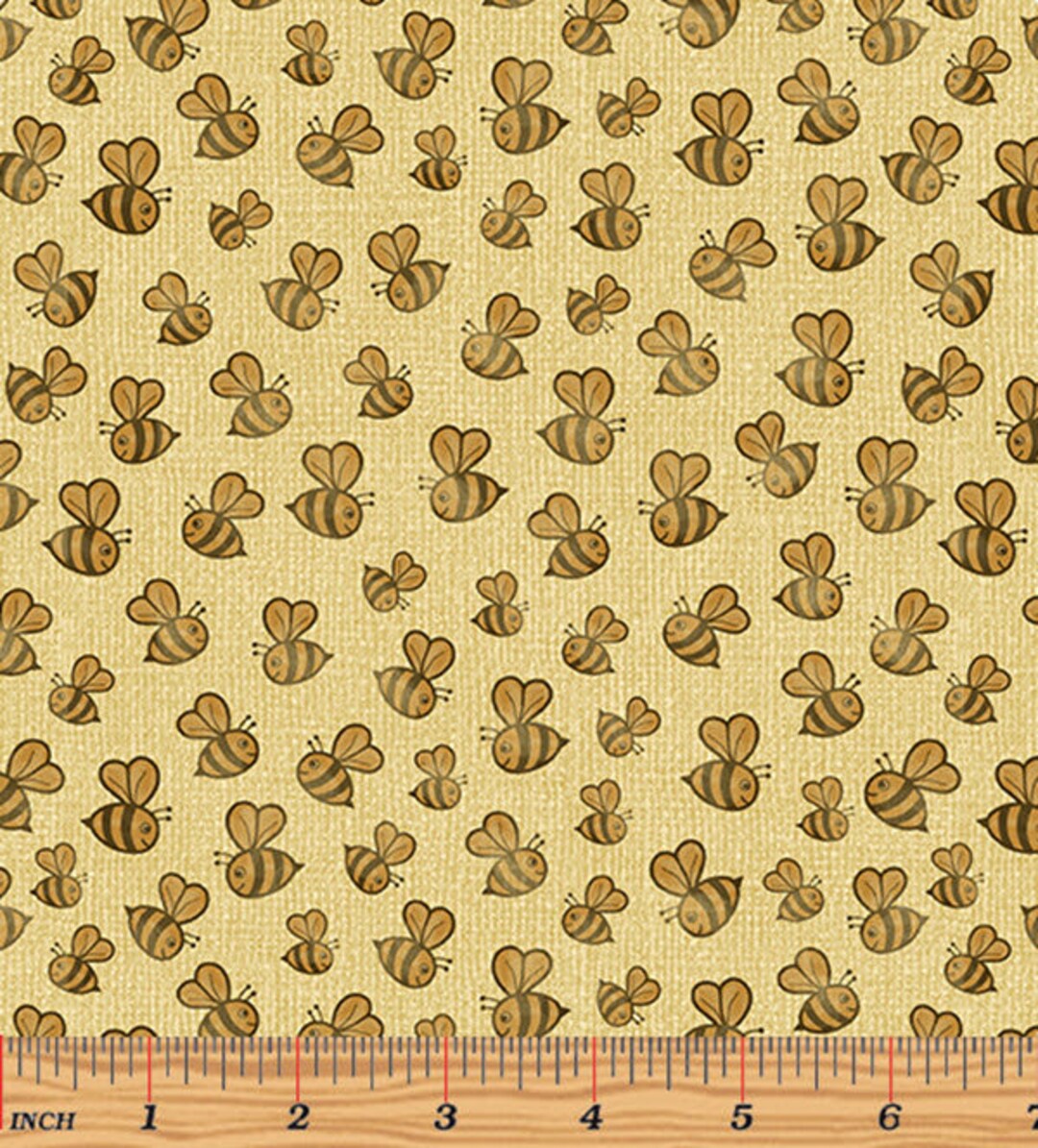 GARDEN HAPPY - Honey Bee in Yellow - Tan Bumble Bees Cotton Quilt ...