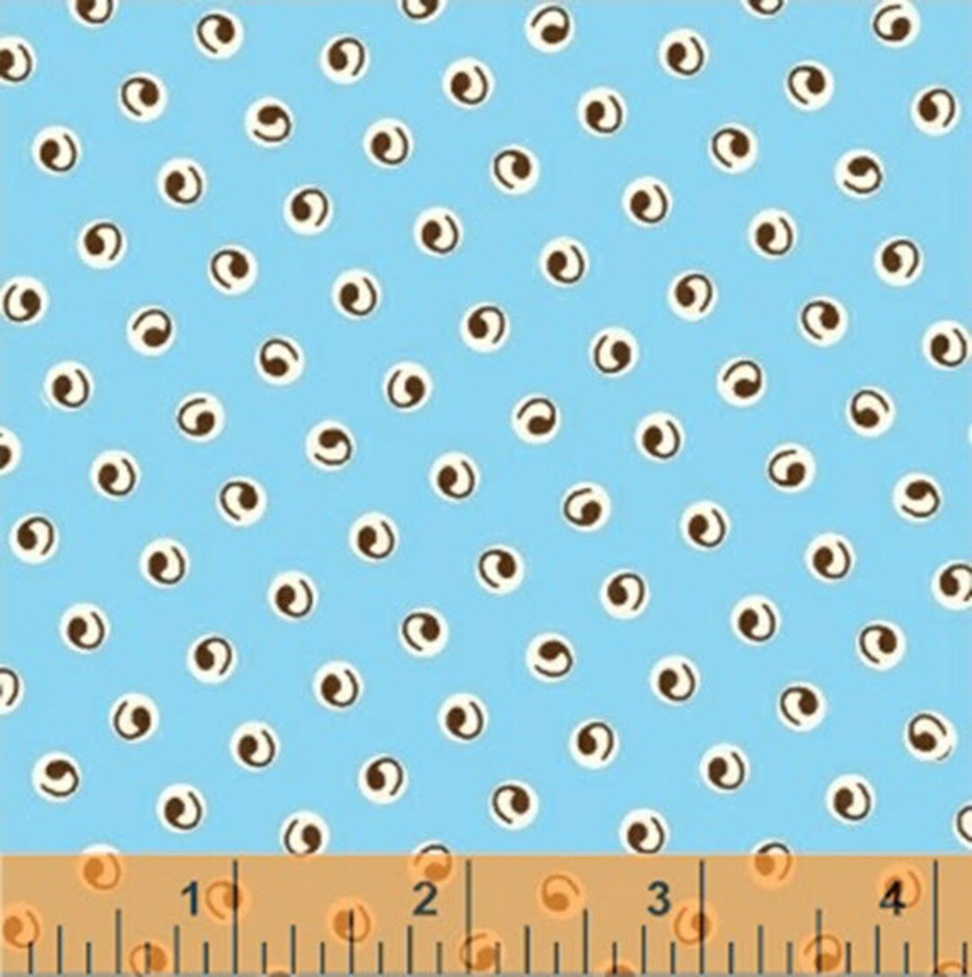A is For... - Comma in Blue - Cotton Quilt Fabric Swirl Dots Blender ...