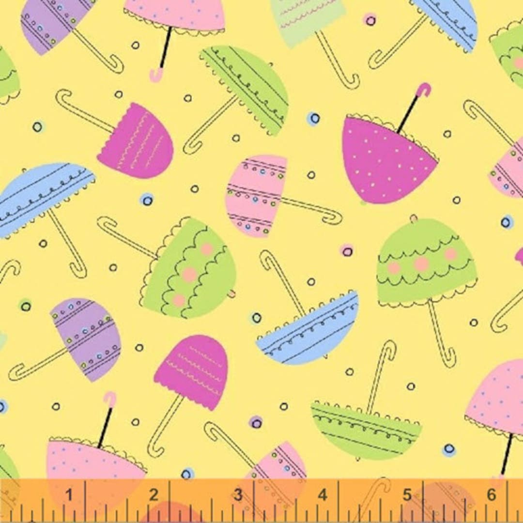 Spring Showers - Tossed Umbrellas in Yellow - Cotton Umbrella Quilt ...